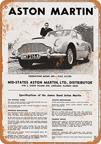 8 x 12 Metal Sign - 1966 James Bond Aston Martin - Vintage Look