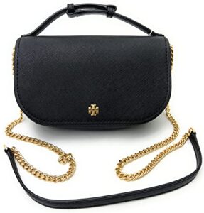 tory burch emerson top handle women’s saffiano leather crossbody bag (black)