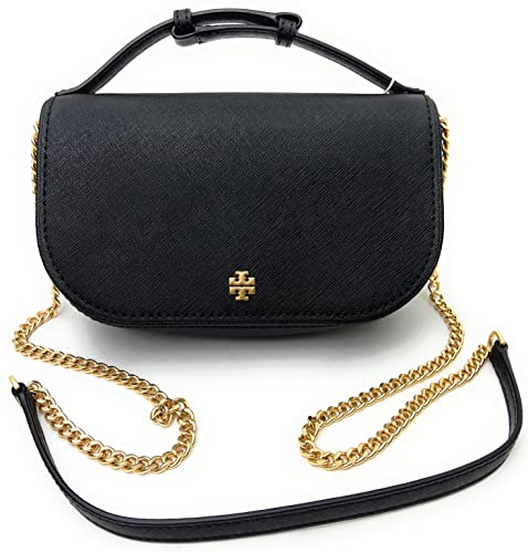 Tory Burch Emerson Top Handle Women's Saffiano Leather Crossbody Bag (Black)