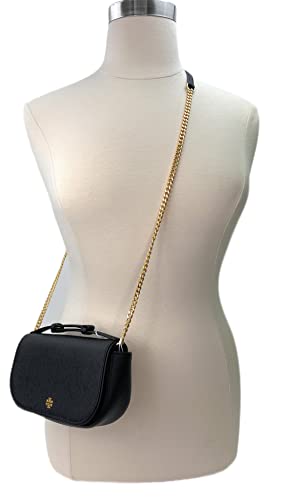 Tory Burch Emerson Top Handle Women's Saffiano Leather Crossbody Bag (Black)