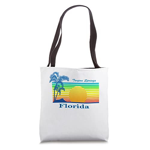 Tarpon Springs Florida Retro Tropical Beach Sunset Tote Bag