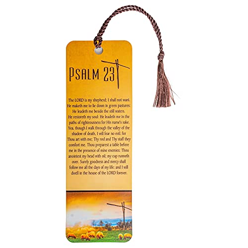 Psalm 23 Cross Sheep Golden Pasture Cardstock Tassel Bookmarks, Pack of 12