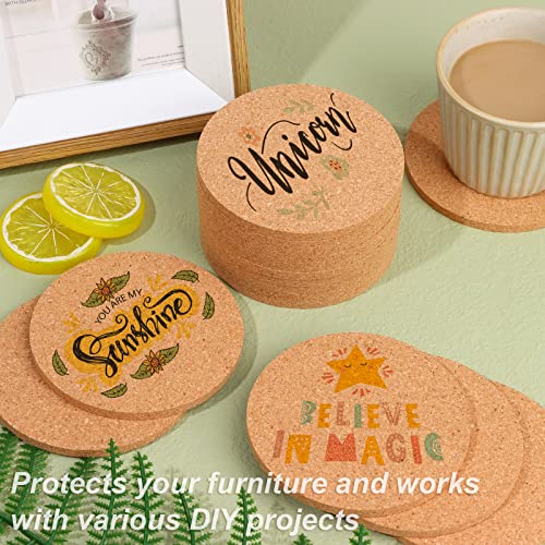 80 Pcs Cork Coaster for Drink Absorbent 4 Inches Tea or Coffee Coaster Set Round Heat Resistant Bar Coasters Reusable Table Blank Coasters Gifts for Cold Drinks Wine Glass Cup Mug Plant Office Home