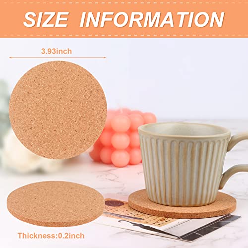 80 Pcs Cork Coaster for Drink Absorbent 4 Inches Tea or Coffee Coaster Set Round Heat Resistant Bar Coasters Reusable Table Blank Coasters Gifts for Cold Drinks Wine Glass Cup Mug Plant Office Home