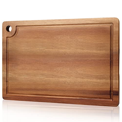 Acacia Wood Cutting Board for Kitchen Wooden Charcuterie Boards Chopping Block Platter for Serving Meat Board Chopping Rectangle Hanging Wooden Cutting Boards