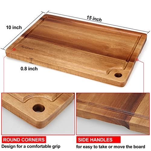 Acacia Wood Cutting Board for Kitchen Wooden Charcuterie Boards Chopping Block Platter for Serving Meat Board Chopping Rectangle Hanging Wooden Cutting Boards