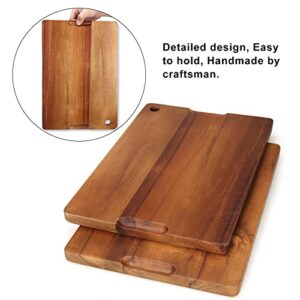 Acacia Wood Cutting Board for Kitchen Wooden Charcuterie Boards Chopping Block Platter for Serving Meat Board Chopping Rectangle Hanging Wooden Cutting Boards