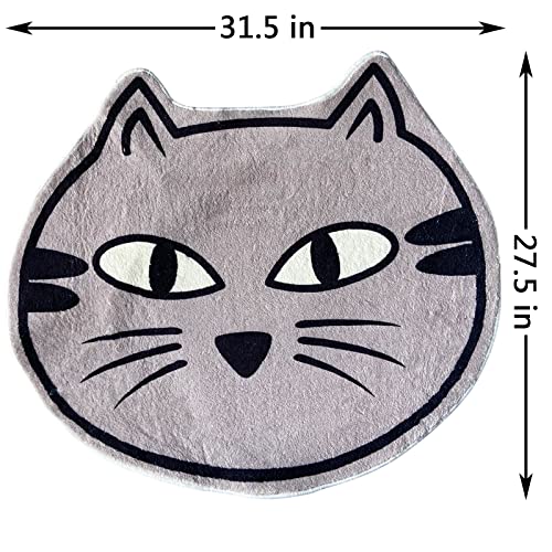 VBFGRT Cute Cartoon Cat Animal Shape Plush Rugs Bedroom Comfortable Home Decor Door Mat Interesting 31x27