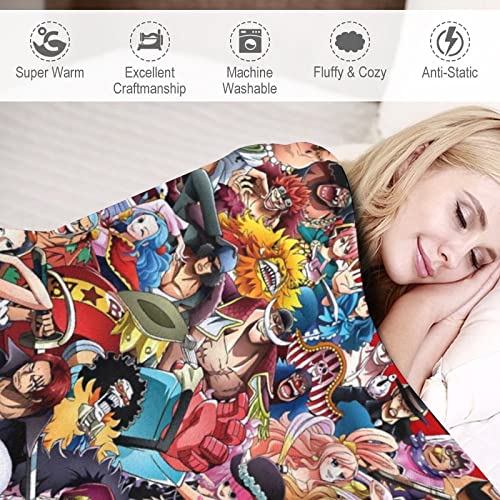 Japanese Anime Cartoon Throw Blanket Flannel Soft Cozy Warm Lightweight Blanket for Home Bedding Living Room Kids Adults 80"x60"