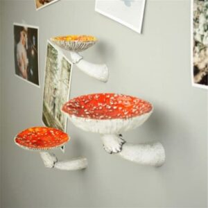 unlicreat cute mushroom wall decor floating shelf, floating shelves mushroom hanging shel mounted, creative art rack for living room kitchen bathroom (xl, 3 pcs sets)