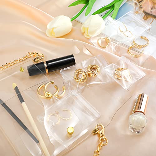 200 Pieces Clear Jewelry Bags Clear Zipper Plastic Bag Self Seal PVC Rings Earrings Packing Pouch Storage Bags for Holding Jewelries (Mixed Sizes)