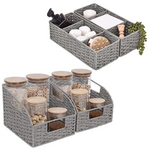 storageworks rope paper storage baskets set, gray