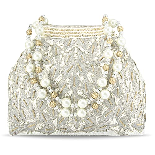 Aheli Potli Bags for Women Evening Bag Clutch Ethnic Bride Purse with Drawstring (P65W)