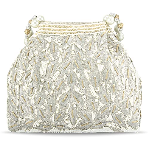 Aheli Potli Bags for Women Evening Bag Clutch Ethnic Bride Purse with Drawstring (P65W)