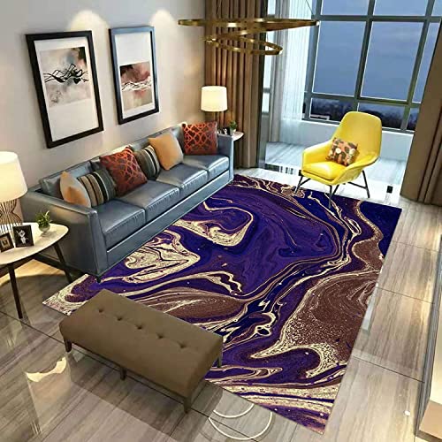 Marble Rugs for Bedroom Living Room Area Rug Doormat Abstract Purple and Gold Carpet Soft Floor Mat 35 in x 24 in