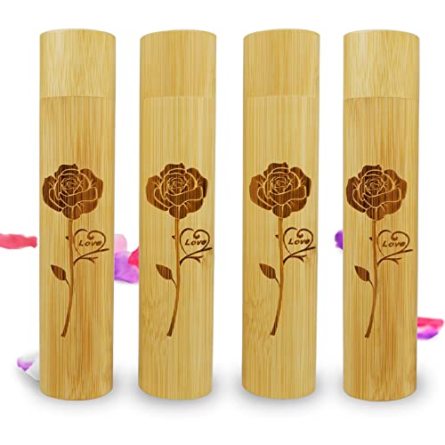 Set of 4 Small Bamboo Scattering Urns Tube for Human Ashes, ECO & Biodegradable Friendly Bamboo Spreading Cremation Tube Urn for Male Female Child Pet Ashes