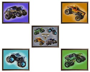 monster truck posters for boys room – set of 5 wall art (unframed 8″x10″) – monster truck poster prints, boys room decor, posters for teen boys room, boys wall decor, boys room wall decor, kids wall art, wall art for boys bedroom