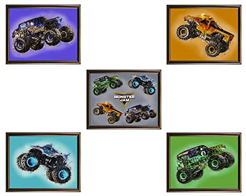 Monster Truck Posters For Boys Room - Set Of 5 Wall Art (UNFRAMED 8"x10") - Monster Truck Poster Prints, Boys Room Decor, Posters For Teen Boys Room, Boys Wall Decor, Boys Room Wall Decor, Kids Wall Art, Wall Art For Boys Bedroom