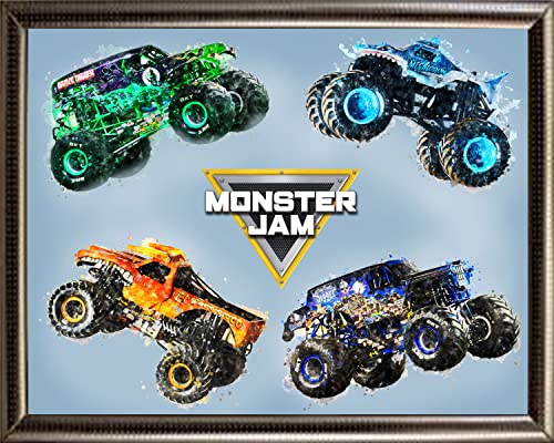 Monster Truck Posters For Boys Room - Set Of 5 Wall Art (UNFRAMED 8"x10") - Monster Truck Poster Prints, Boys Room Decor, Posters For Teen Boys Room, Boys Wall Decor, Boys Room Wall Decor, Kids Wall Art, Wall Art For Boys Bedroom