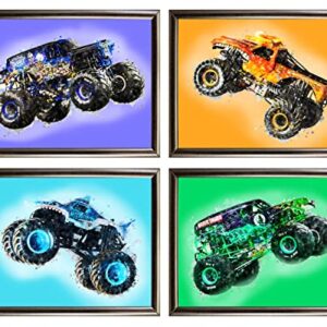 Monster Truck Posters For Boys Room - Set Of 5 Wall Art (UNFRAMED 8"x10") - Monster Truck Poster Prints, Boys Room Decor, Posters For Teen Boys Room, Boys Wall Decor, Boys Room Wall Decor, Kids Wall Art, Wall Art For Boys Bedroom