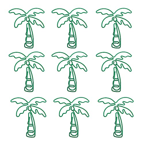 30Pcs Coconut Tree Shape Paper Clips Green Palm Tree Bookmarks Planner Clips for Office School Supplies Birthday Wedding Decoration