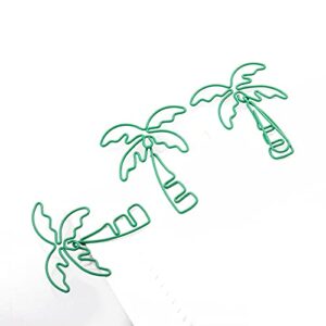 30Pcs Coconut Tree Shape Paper Clips Green Palm Tree Bookmarks Planner Clips for Office School Supplies Birthday Wedding Decoration