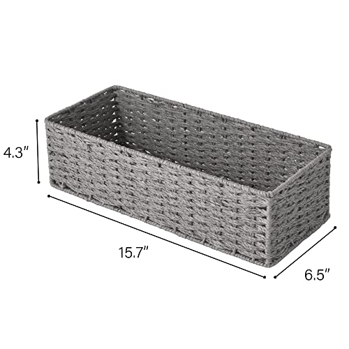 StorageWorks Rope Paper Storage Baskets Set, Gray