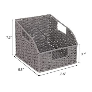 StorageWorks Rope Paper Storage Baskets Set, Gray