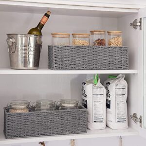 StorageWorks Rope Paper Storage Baskets Set, Gray