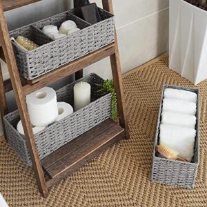 StorageWorks Rope Paper Storage Baskets Set, Gray