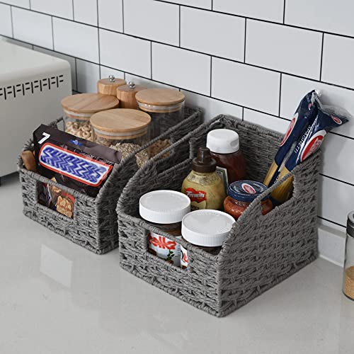 StorageWorks Rope Paper Storage Baskets Set, Gray