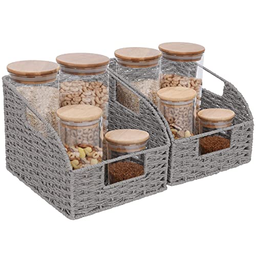 StorageWorks Rope Paper Storage Baskets Set, Gray