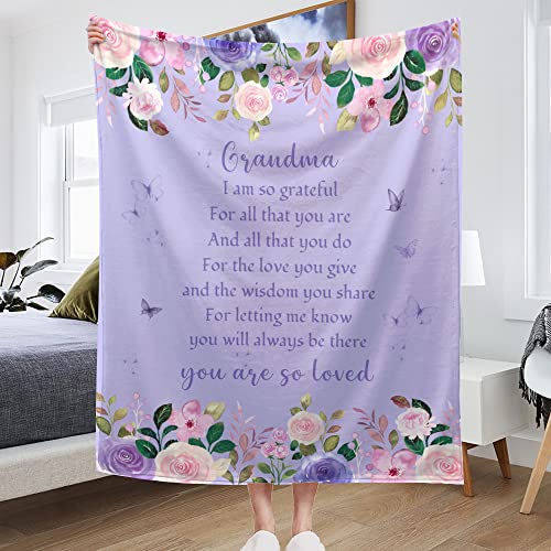 YISDZSW Gifts for Grandma Blanket, Best Grandma Gifts, Gifts for Grandma from Granddaughter, Grandma Gifts for Mothers Day Christmas Birthday, Throw Blanket 40 × 50 Inches