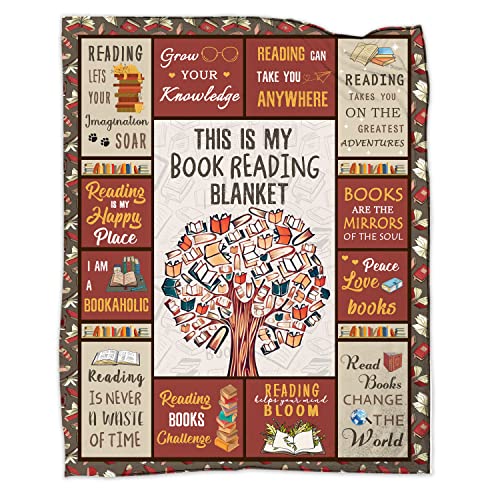 Fiwbnasz Book Lovers Blanket Gift, Book Reading Librarian Gifts Throw Blanket 50"x60", Book Club Gifts for Reading Lover Bookish, Book Lover Birthday Christmas Graduation Blanket Gift