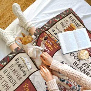 Fiwbnasz Book Lovers Blanket Gift, Book Reading Librarian Gifts Throw Blanket 50"x60", Book Club Gifts for Reading Lover Bookish, Book Lover Birthday Christmas Graduation Blanket Gift