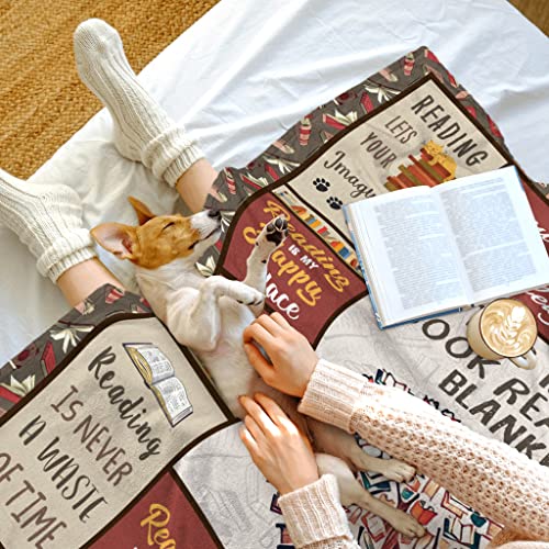 Fiwbnasz Book Lovers Blanket Gift, Book Reading Librarian Gifts Throw Blanket 50"x60", Book Club Gifts for Reading Lover Bookish, Book Lover Birthday Christmas Graduation Blanket Gift