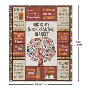 Fiwbnasz Book Lovers Blanket Gift, Book Reading Librarian Gifts Throw Blanket 50"x60", Book Club Gifts for Reading Lover Bookish, Book Lover Birthday Christmas Graduation Blanket Gift