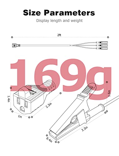 HVAC Adaptor Cord, Replacement Hvac Heavy Adaptor Cord Power Extension Tool for Residential HVAC Technicians, HVAC Training and Job, Apply to Vacuum Pumps,Breaker Finder(69411, RT250, ET300 and ET310)