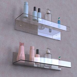 Ashwath 6 Pack Clear Acrylic Floating Shelves, 15" Invisible Floating Wall Ledge, Nursery Kids Bookshelf, Wall Shelves For Collectables, Makeup, Spice, Display Organizer For Bathroom, Kitchen, Bedroom