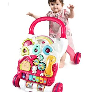 Dahuniu Sit to Stand Learning Walker, 2-in-1 Baby Walker for Girls and Boys, Multi-Function Removable Game Panel, Baby Activity Center