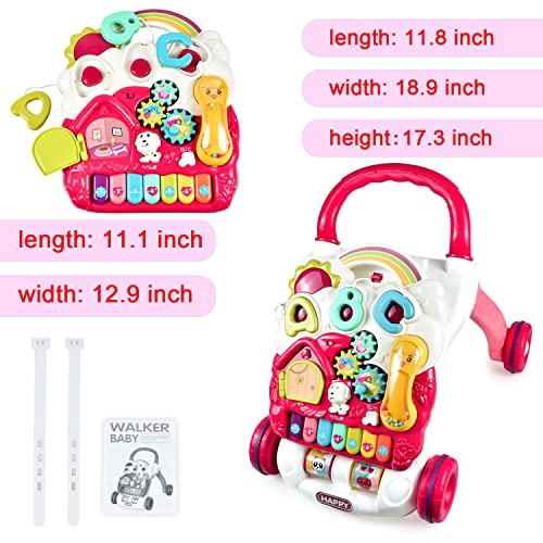 Dahuniu Sit to Stand Learning Walker, 2-in-1 Baby Walker for Girls and Boys, Multi-Function Removable Game Panel, Baby Activity Center