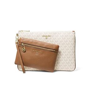 michael kors slater large 2-in-1 zip wristlet one size (vanilla/acorn)