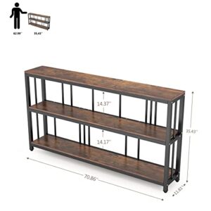 Tribesigns Long Console Table, 70.89 inches Sofa Table, 3 Tier Entryway Table, Industrial Hallway Table, Large Storage Accent Table for Living Room Garage, Rustic Behind Couch Table