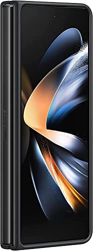 SAMSUNG Galaxy Z Fold 4 Case - Leather Cover, Protective, Premium, Elegant Phone Case with Front and Back Protection, Soft Surface - Bulk Packaging - (Black)