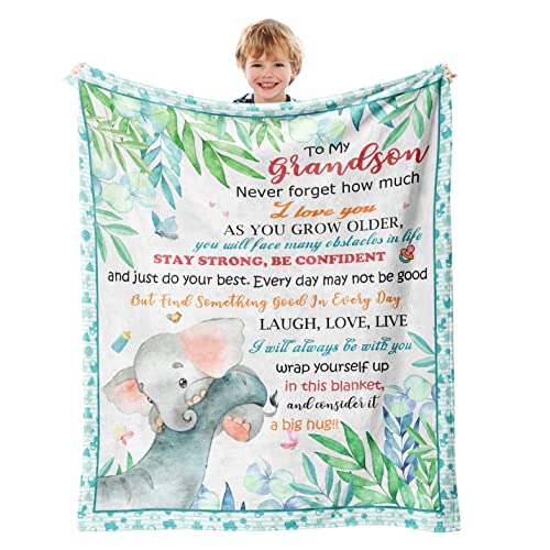 Xutapy Grandson Gifts from Grandma/Grandpa, Birthday Graduation Gifts for Grandson Blanket 40’’x50’’, to My Grandson Gift Ideas, Best Grandson Ever Gift, Baptism for Grandson Blanket