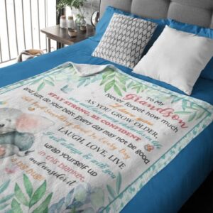 Xutapy Grandson Gifts from Grandma/Grandpa, Birthday Graduation Gifts for Grandson Blanket 40’’x50’’, to My Grandson Gift Ideas, Best Grandson Ever Gift, Baptism for Grandson Blanket