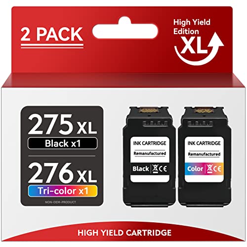 275XL 276XL Combo Pack Ink Cartridge Replacement for PG-275 CL-276 Ink Used for Canon PIXMA TS3520 TS3522 TS3500 TR4720 TR4700 TR4722 Printers (1 Black & 1 Color, 2-Pack)