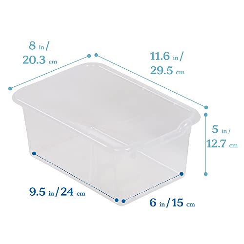 ECR4Kids Scoop Front Storage Bin, Multipurpose Organization, Clear, 20-Piece