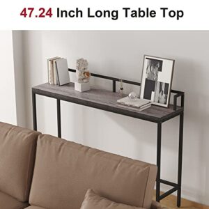 Yusong 47" Long Sofa Table, Narrow Console Table Behind Couch, Tall Bar Tables Enterway Table, Small Skinny Foyer Table for Living Room Home Office Bar, Grey