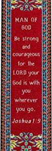 Man of God, Woven Fabric Christian Bookmark, God is with You Silky Soft Joshua 1:9 Flexible Bookmarker for Novels Books and Bibles, Traditional Turkish Woven Design, Memory Verse Gift